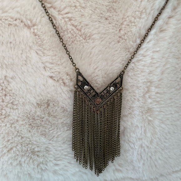 Jewelry | Brass Chain Necklace With Tassel Pendant | Poshmark